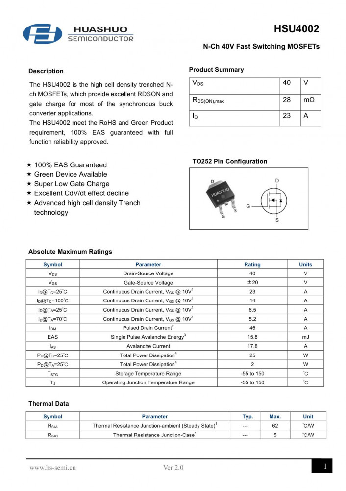 HSU4002 datasheet page 1
