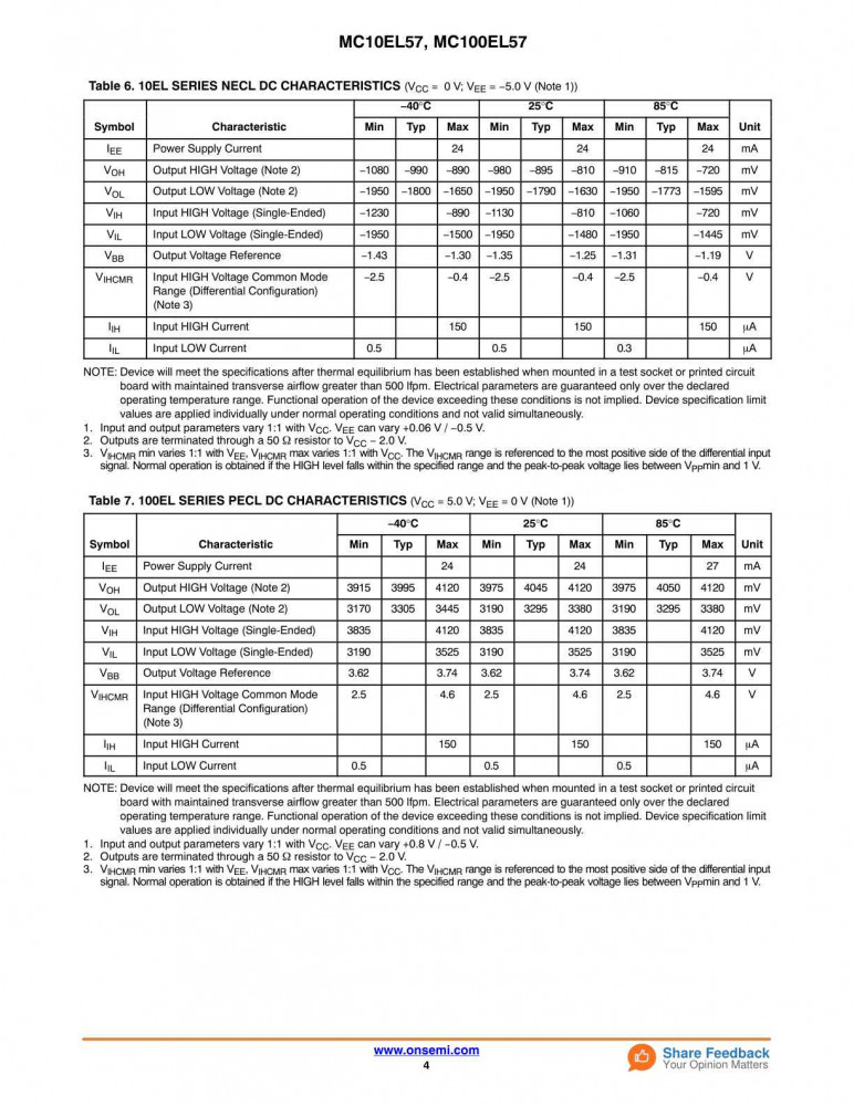 MC100EL57 datasheet page 4