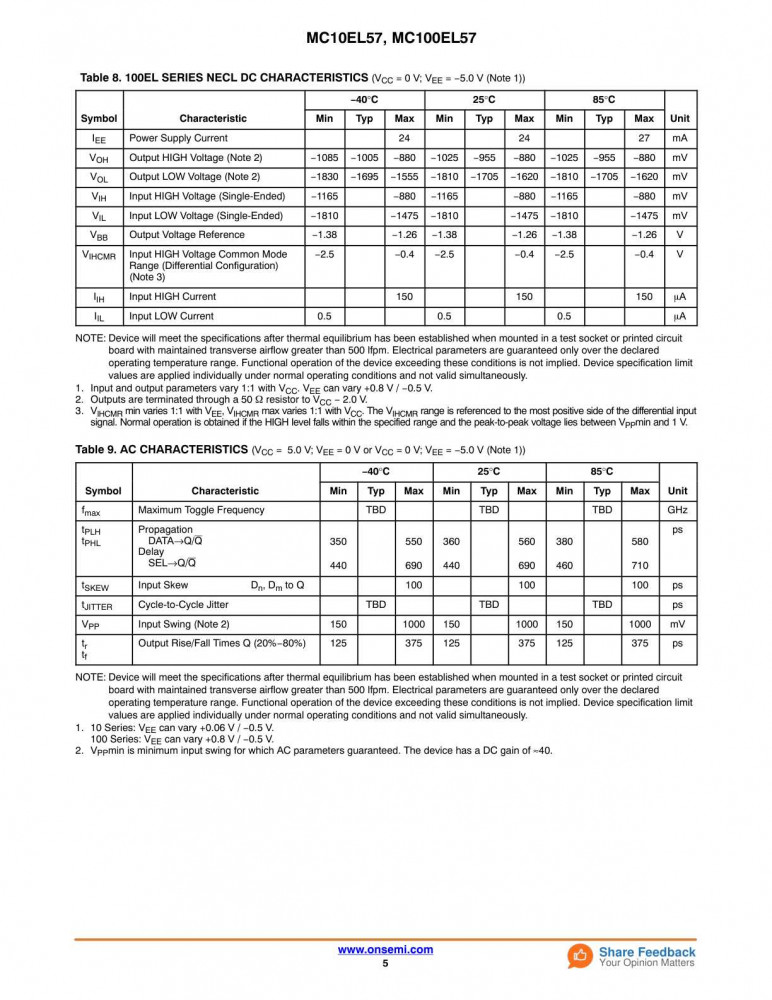 MC100EL57 datasheet page 5