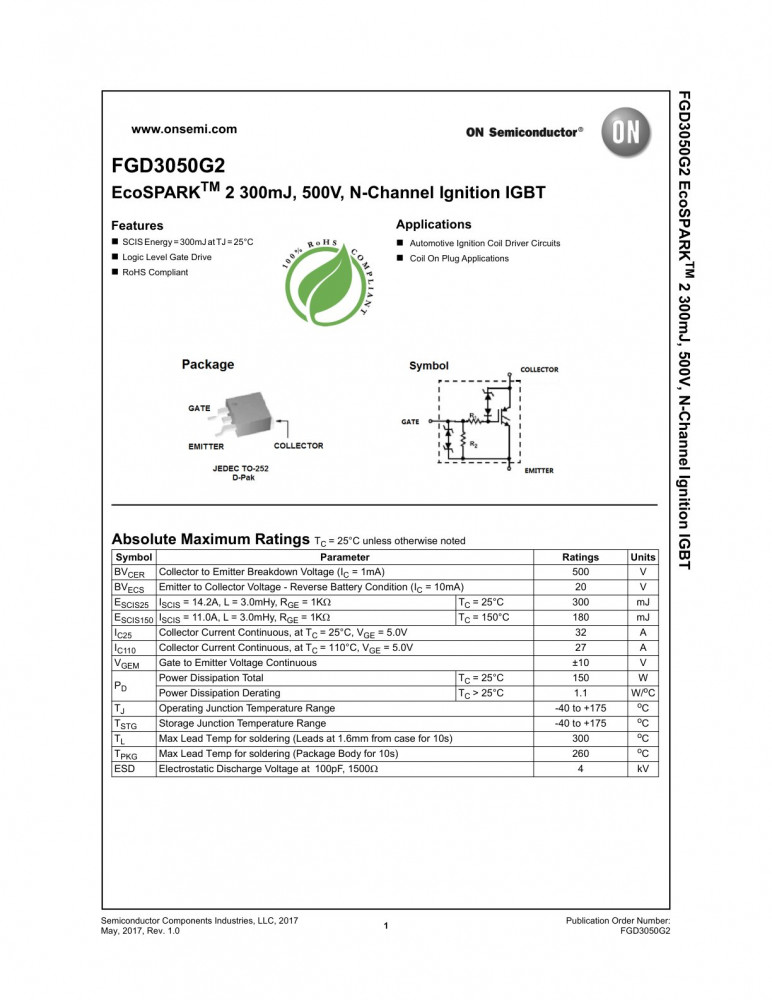 FGD3050G2 datasheet page 1