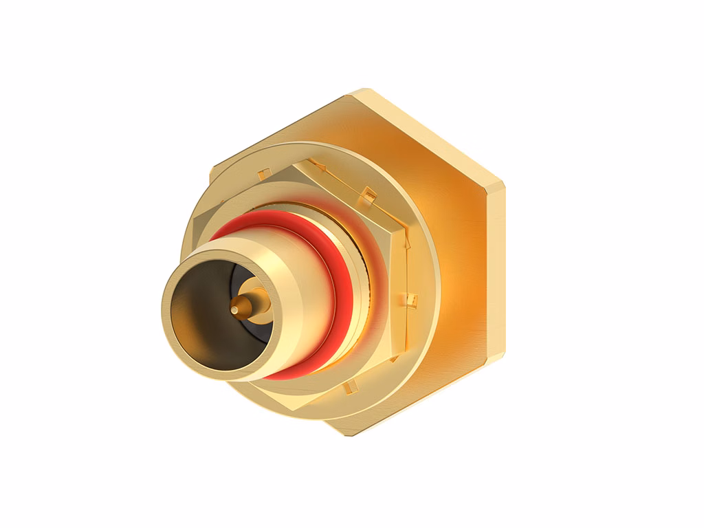 MPRF Plug, Non-Magnetic, Straight, Crimp, Temp-Flex 1000671086, with Retention Clip, Tray, 50 Ohms