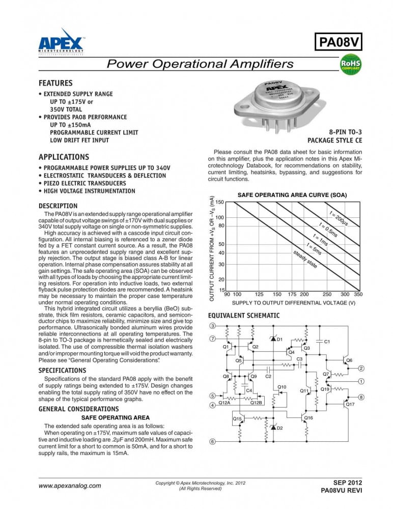 APEX PA08V datasheet page 1