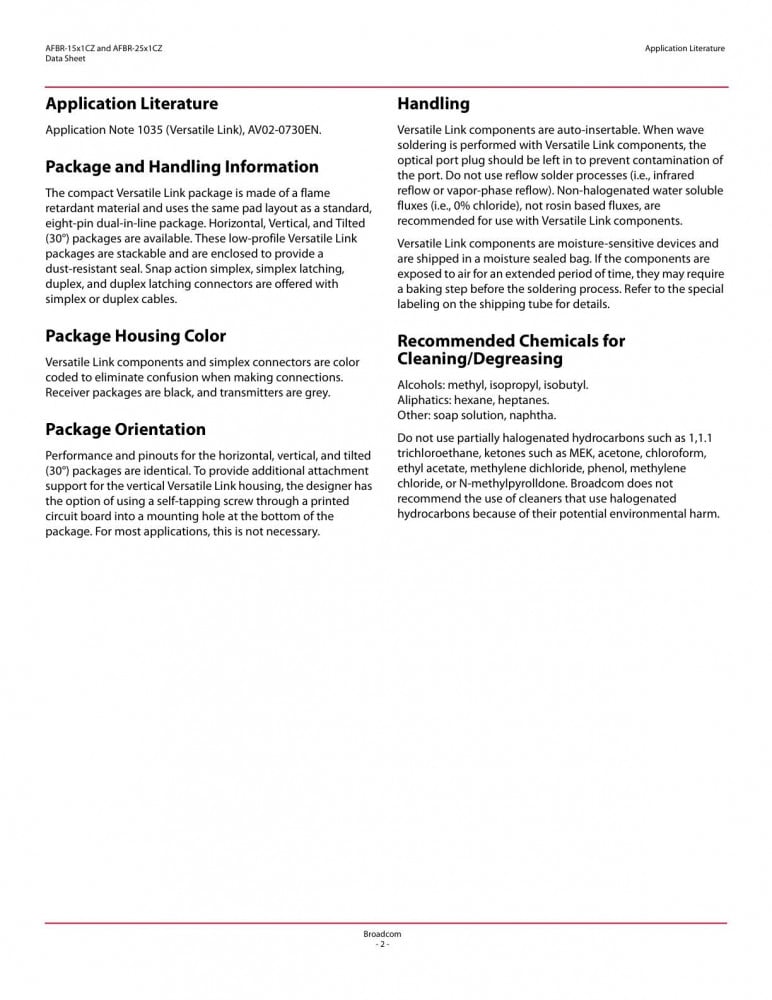 AFBR-2521CZ datasheet page 2
