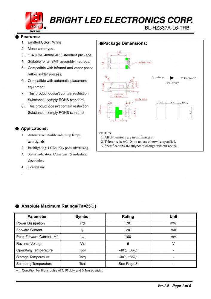 BL-HZ337A-L6-TRB datasheet page 1