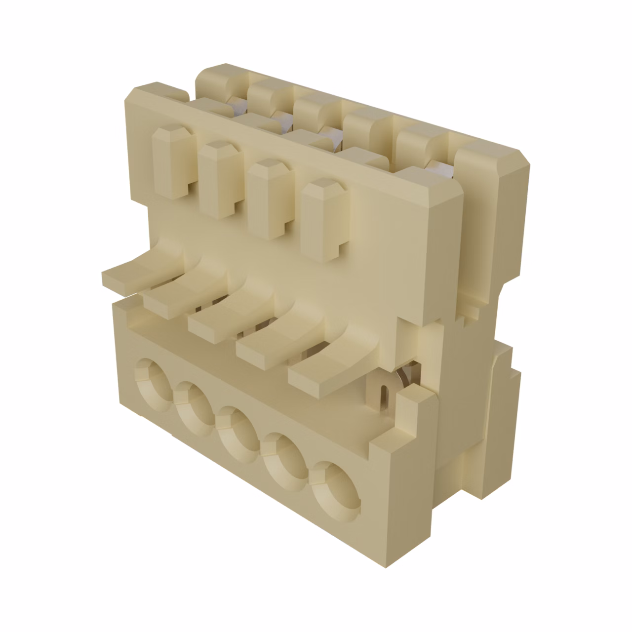 Appli-Mate RAST 2.5 IDT Connector, 2.50mm Pitch, Direct/Indirect, Female, Beaded Terminal, 5 Circuits, Position Keys A and F Removed, Open Endwalls, Circuit 4 Voided for sale