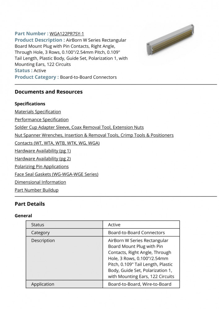 WGA122PR7SY-1 technical document image, page 1