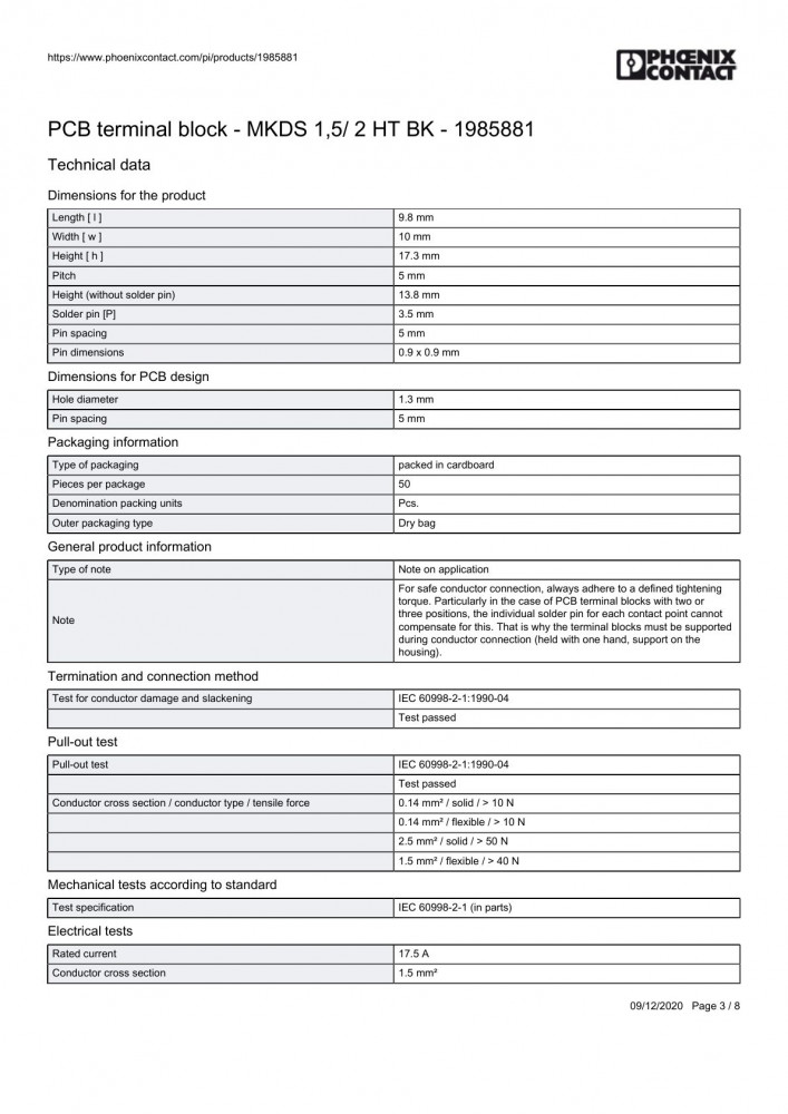 Phoenix Contact 1985881 technical document page 3