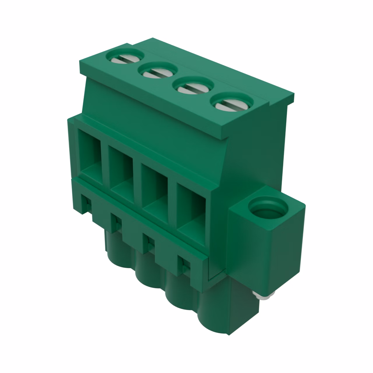 5.00mm Pitch Eurostyle Horizontal Plug, with Retention Screws and Reverse Imprinting, Rear Wire Entry, Green Housing, Gold (Au) Plated, 4 Circuits for sale