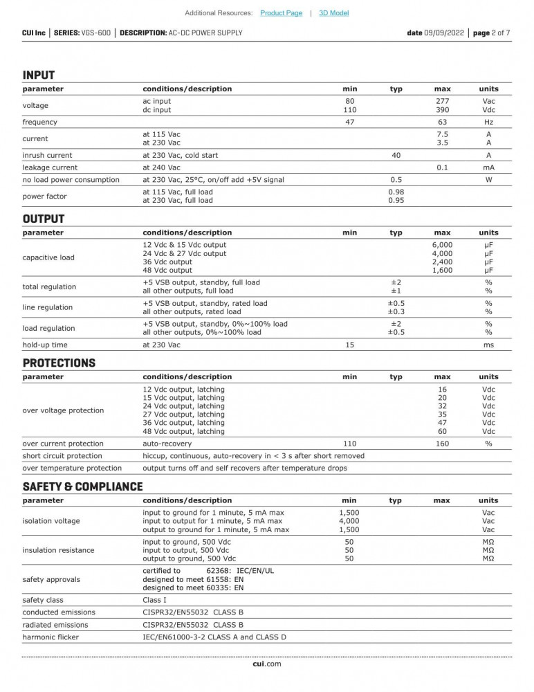 VGS-600-12 datasheet page 2