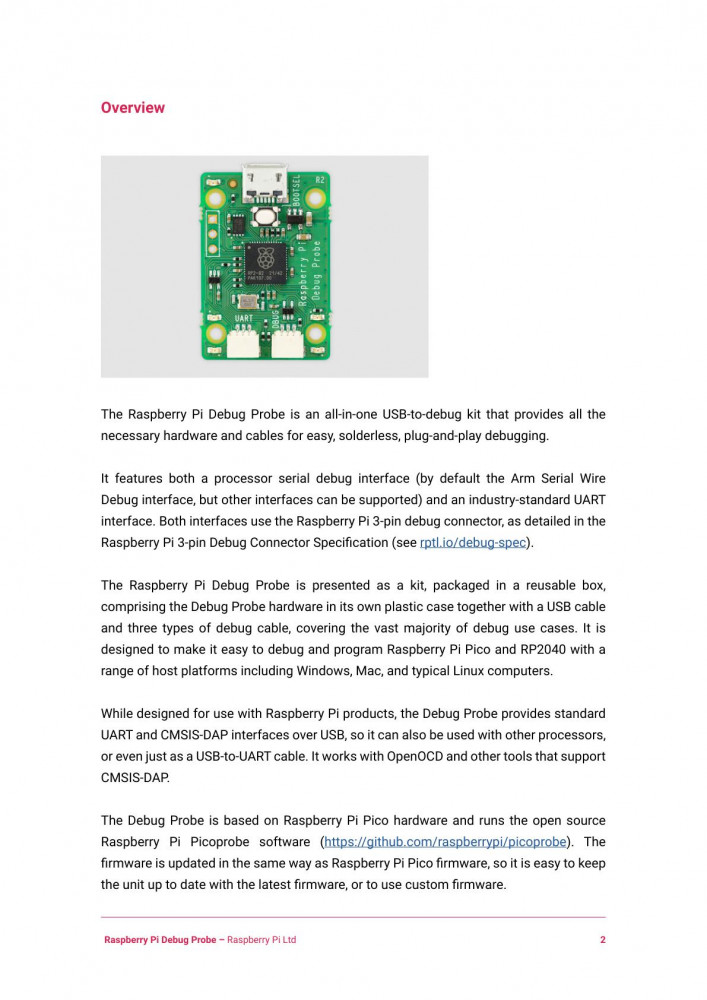 Raspberry Pi Debug Probe document page 2