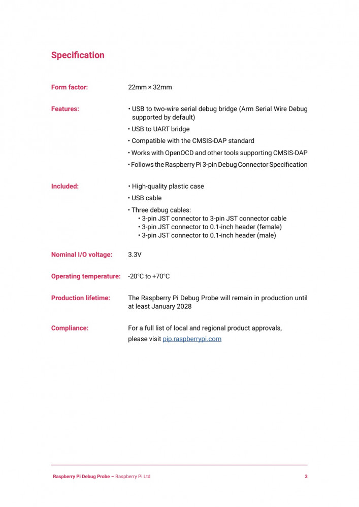 Raspberry Pi Debug Probe document page 3