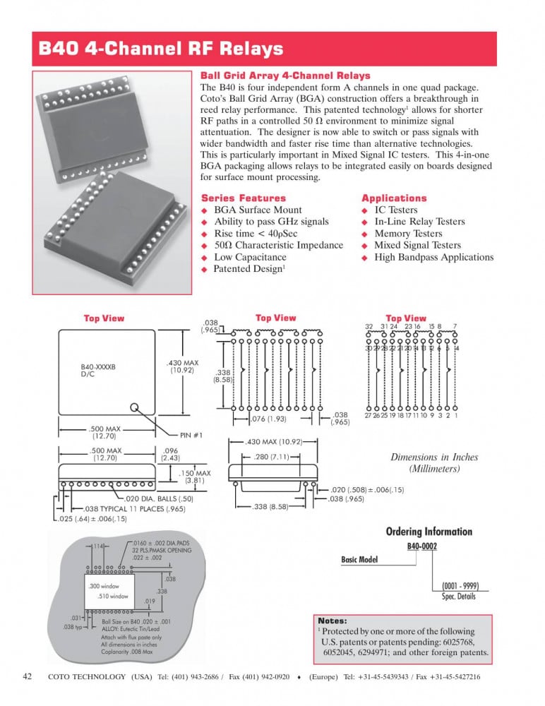 COTO B40-0003B datasheet page 1