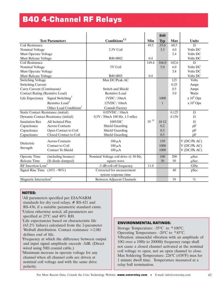 COTO B40-0003B datasheet page 2