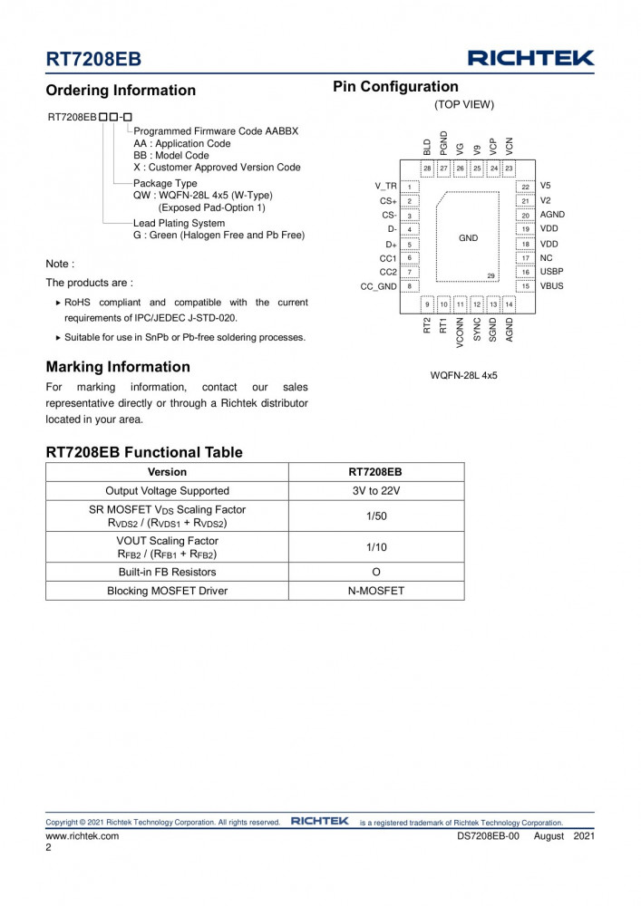 RT7208EB datasheet page 2