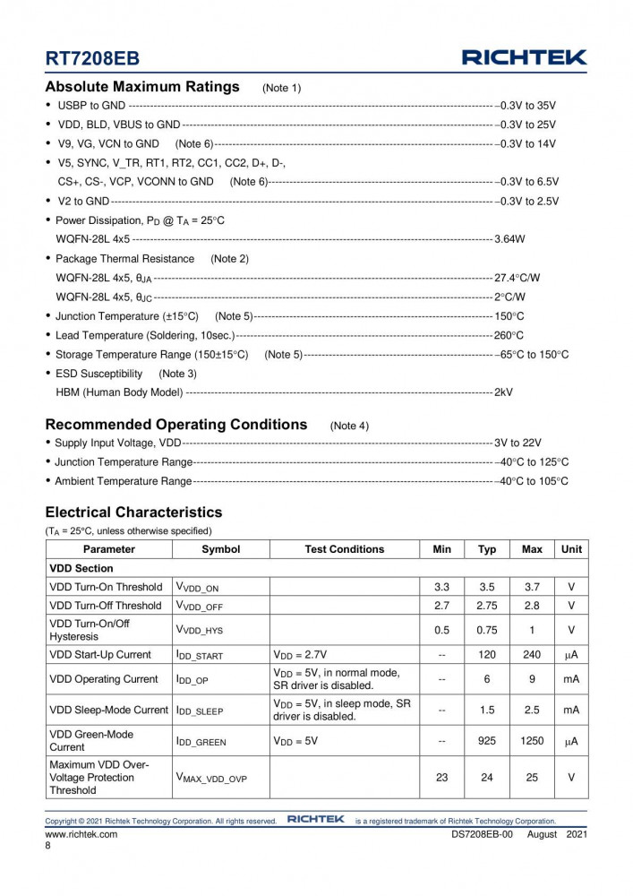 RT7208EB datasheet page 8