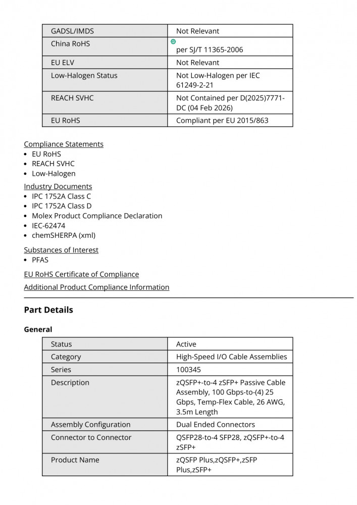 Molex product specification document page 2