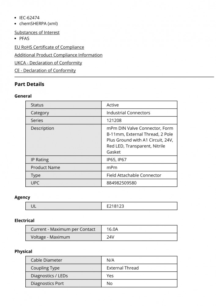 DIN valve connector specification document page 2