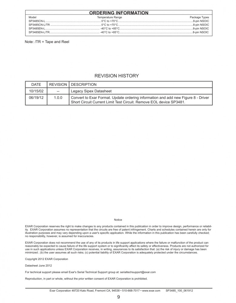 SP3485 datasheet page 9