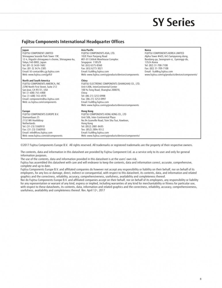 FUJITSU SY Series datasheet page 8