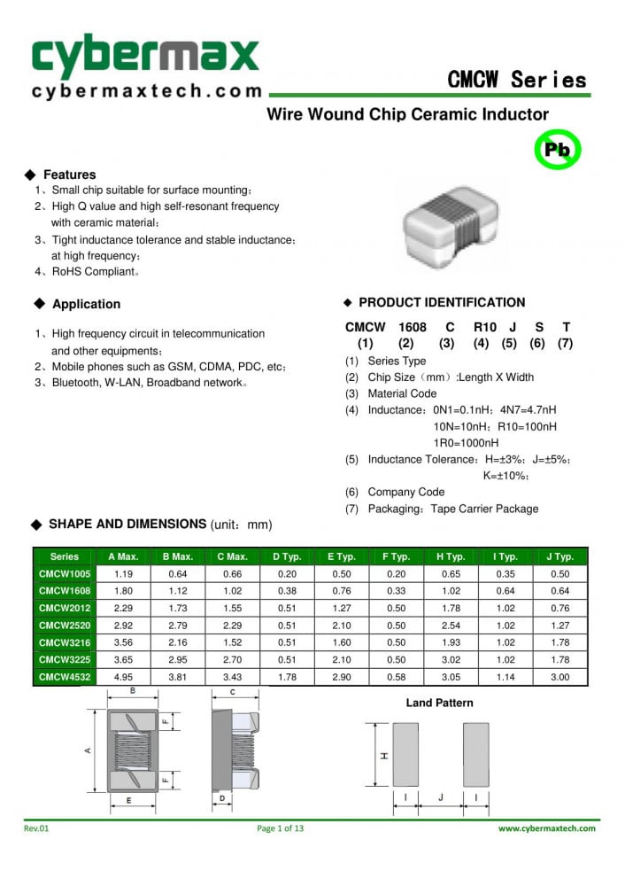 Cybermax datasheet page 1