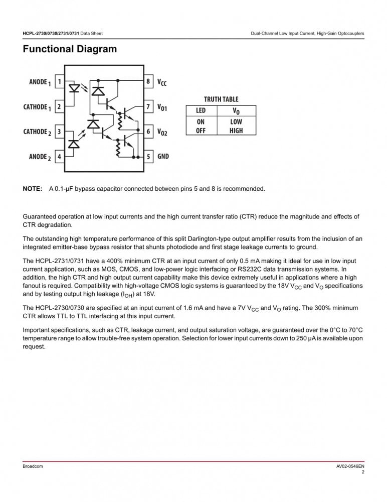HCPL-2730 technical document page 2