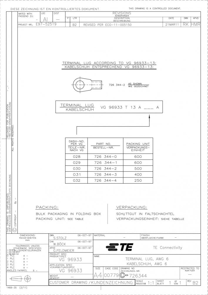 TE Connectivity 726344-2 technical drawing page