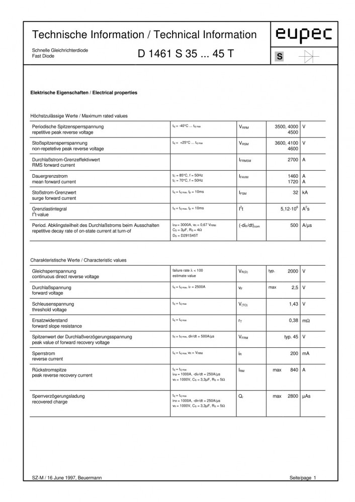 D1461S45T technical document page 1