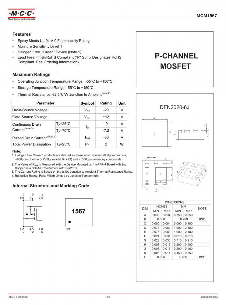 MCM1567-TP datasheet page 1
