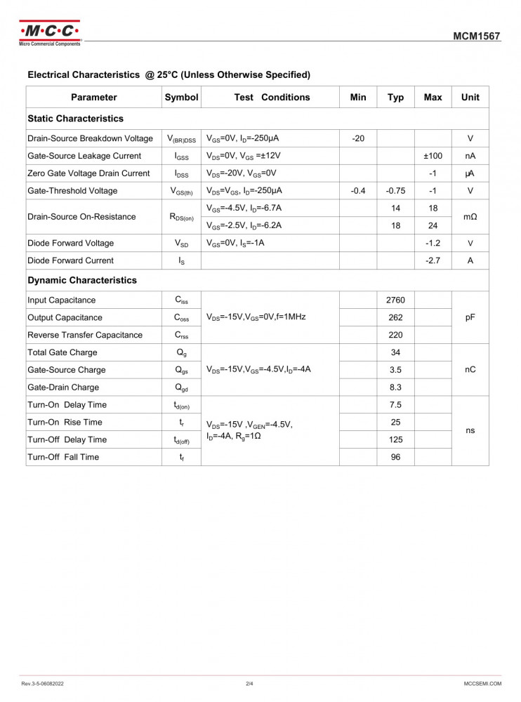 MCM1567-TP datasheet page 2