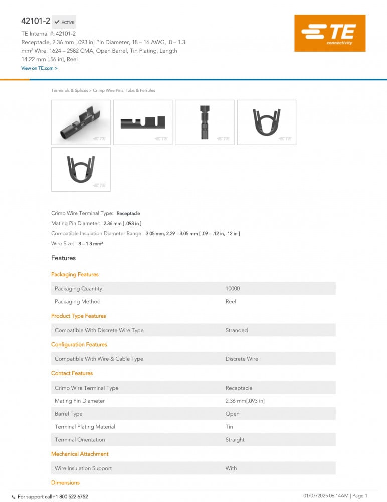 TE Connectivity 42101-2 technical document page 1