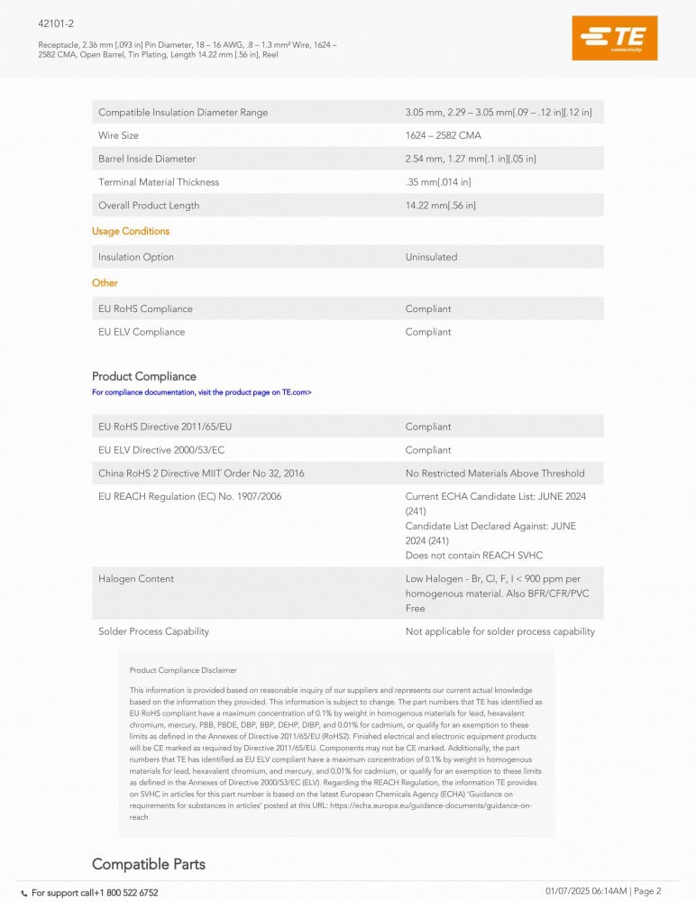 TE Connectivity 42101-2 technical document page 2