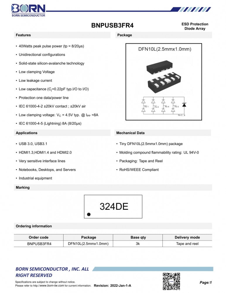 BNPUSB3FR4 datasheet page 1