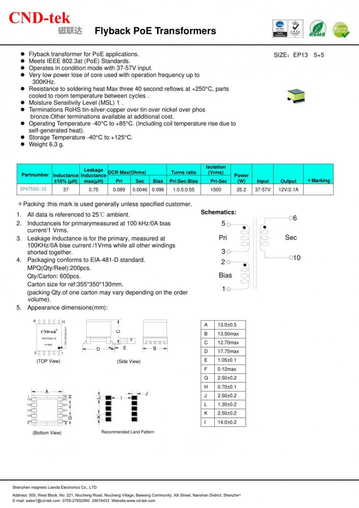 CND-tek EP475SG-10 datasheet reference page