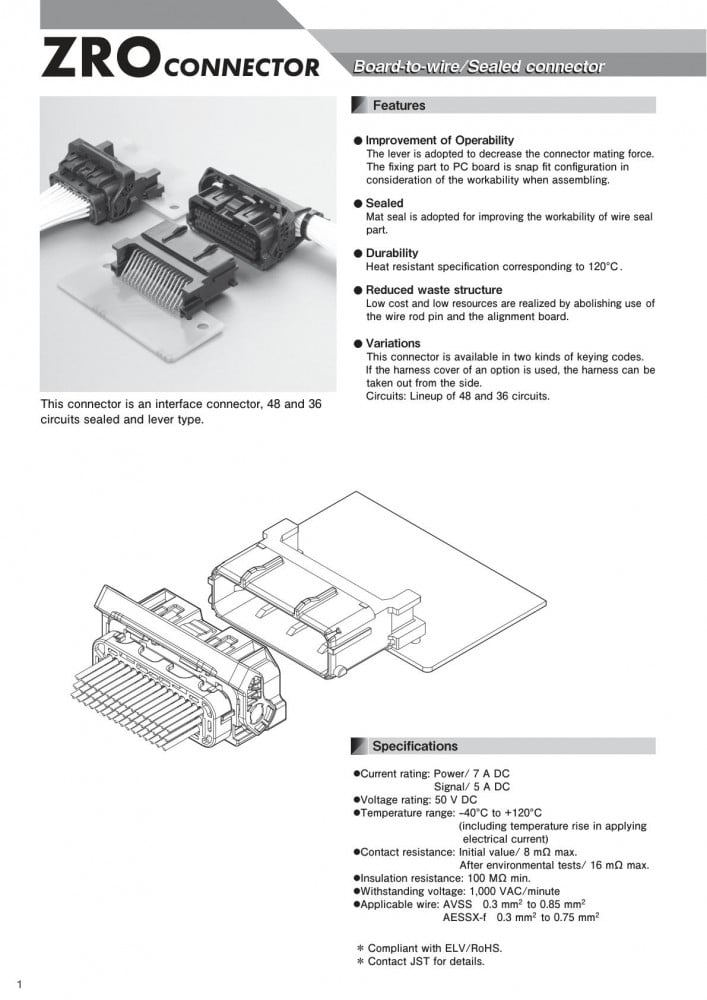 JST ZRO connector documentation page 1