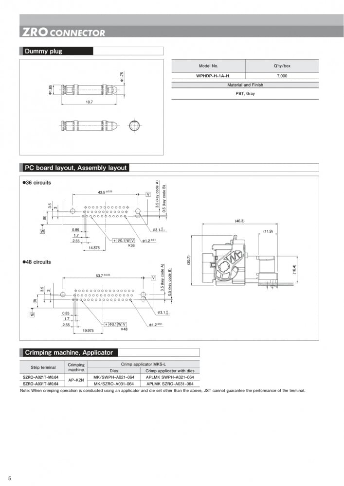 JST ZRO connector documentation page 5