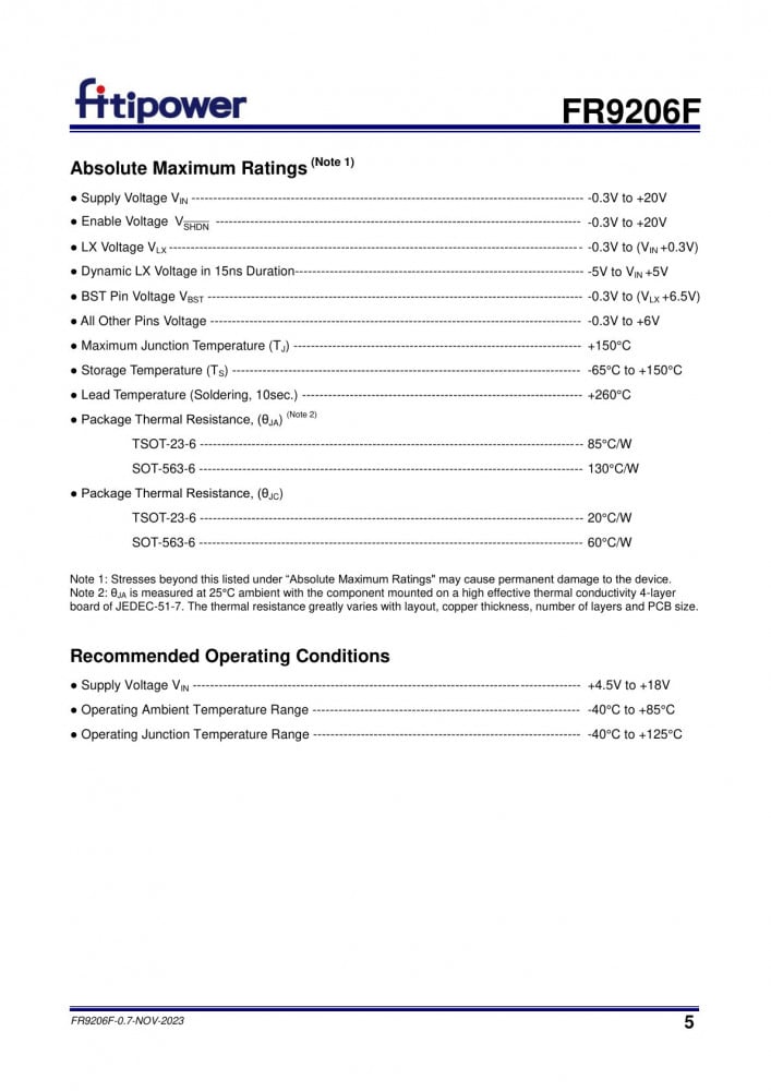 FR9206FS9 datasheet page 5