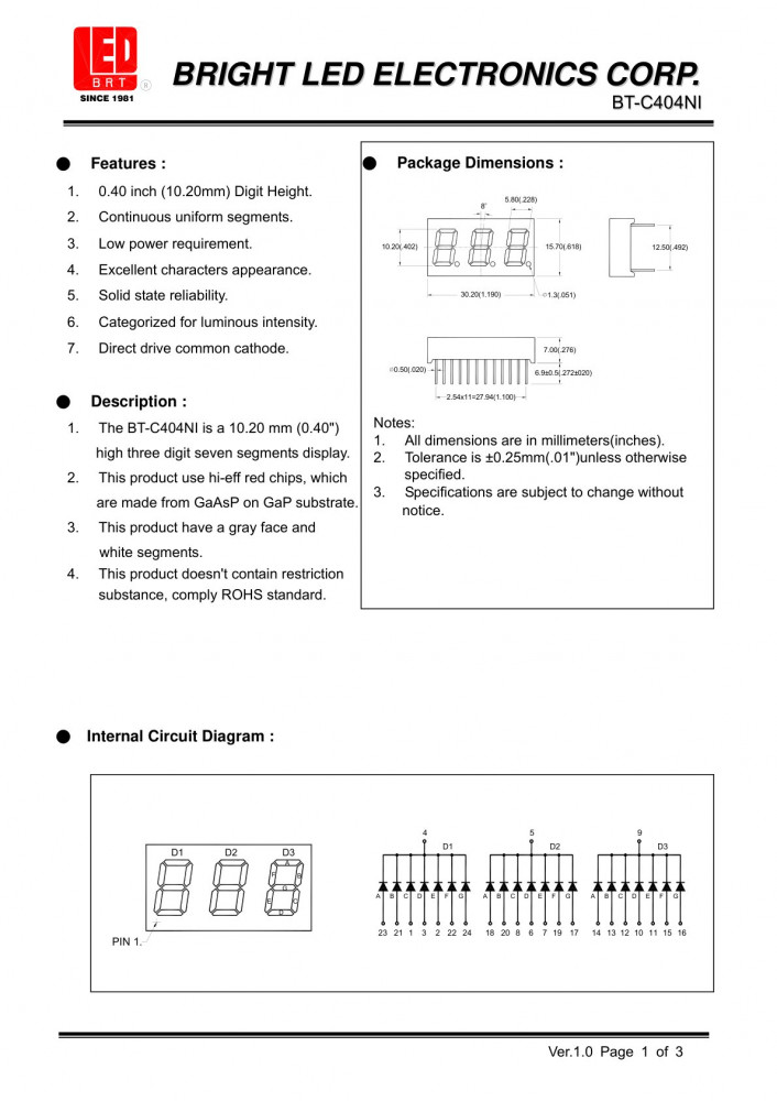 BT-C404NI datasheet page 1