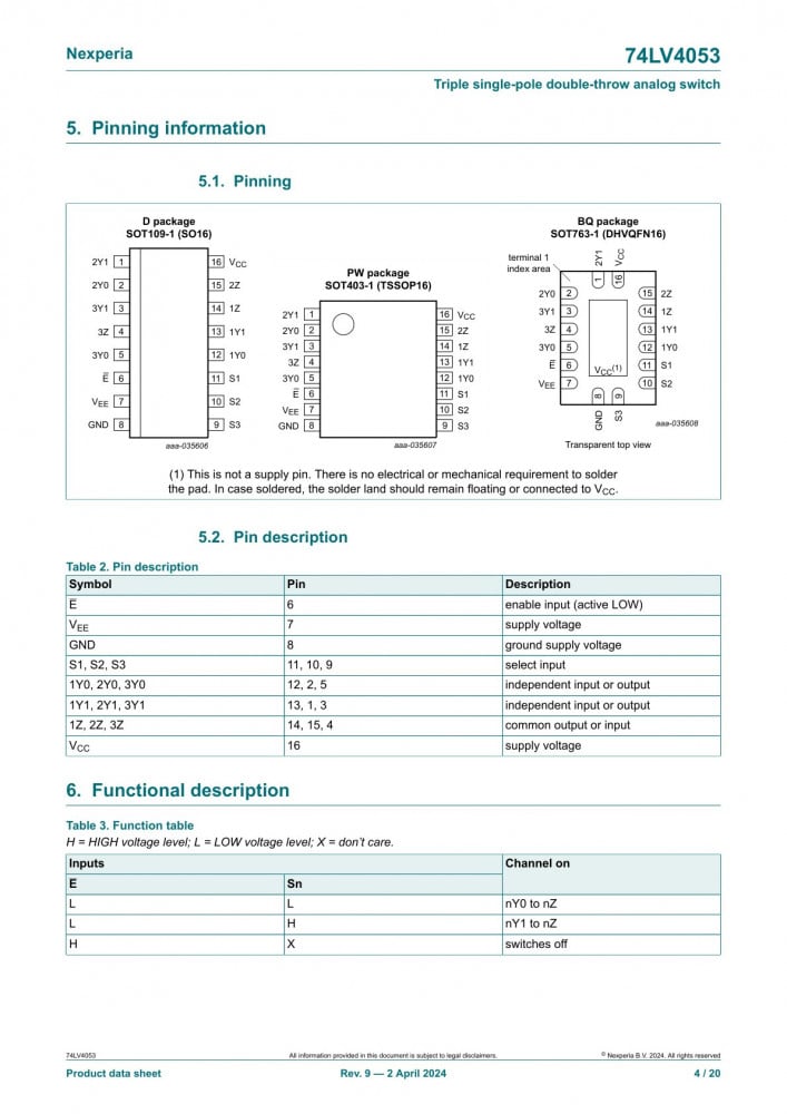 74LV4053 datasheet page 4