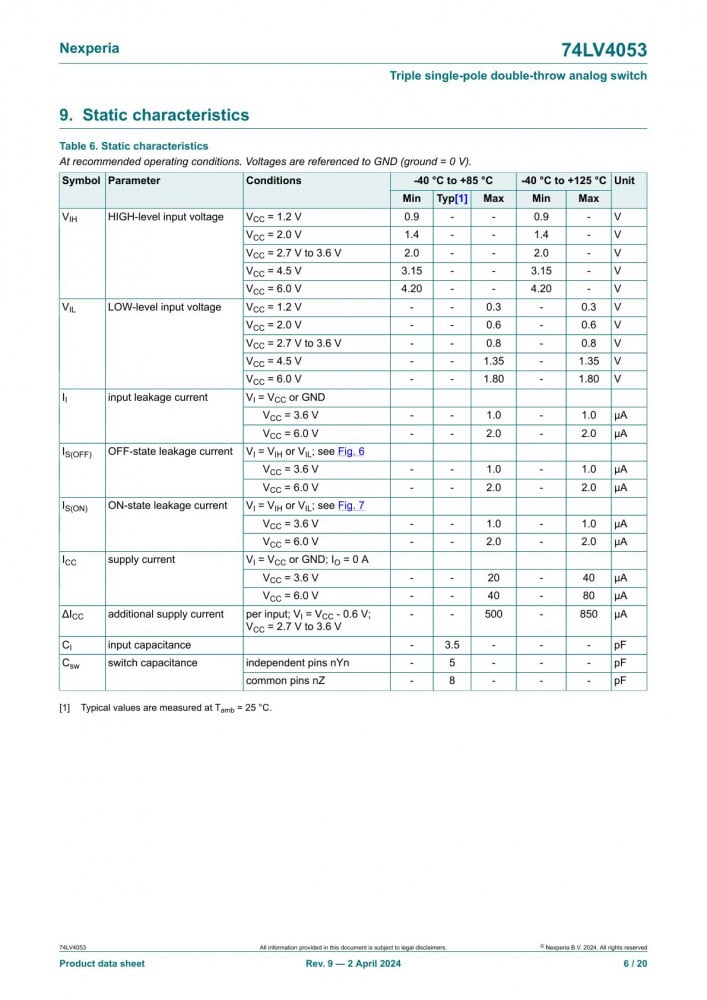 74LV4053 datasheet page 6