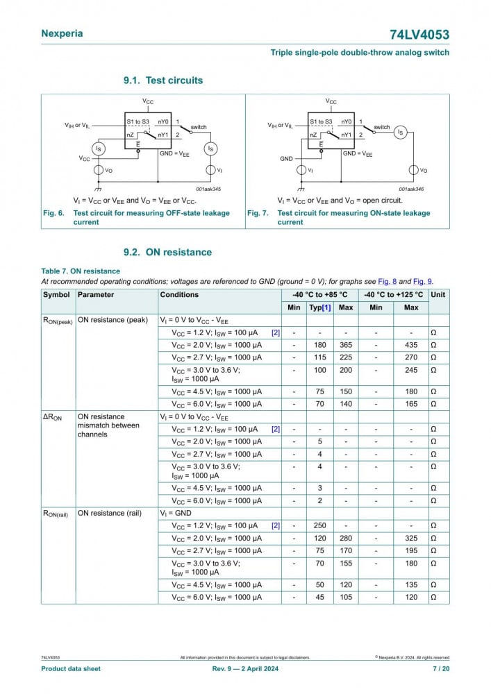 74LV4053 datasheet page 7
