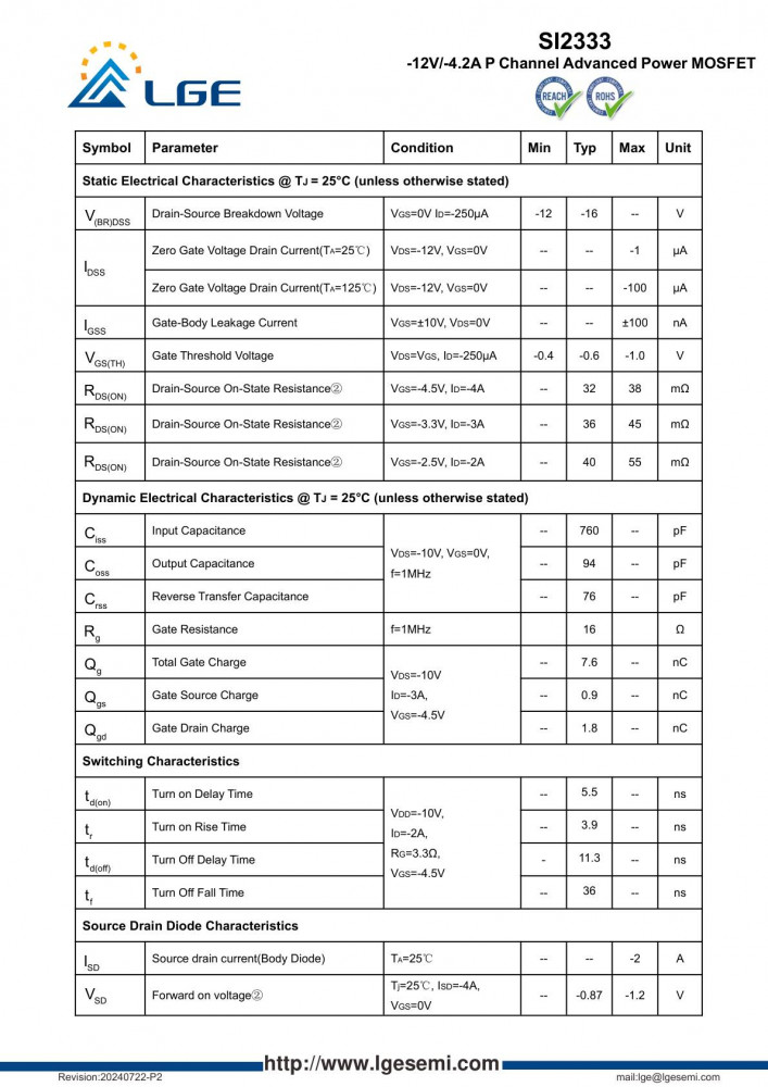 SI2333 datasheet page 2