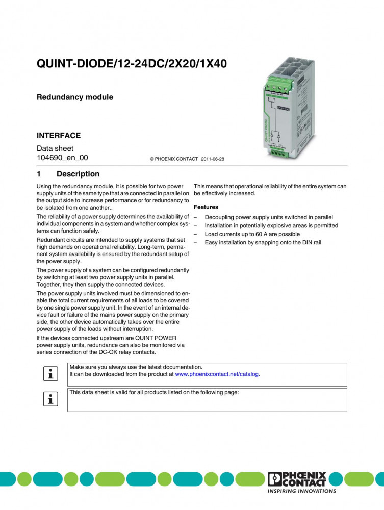 Phoenix Contact 2320157 technical document page 1