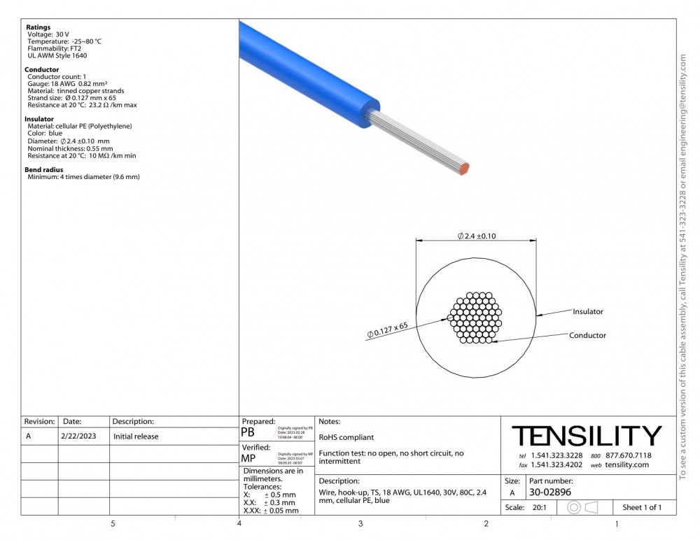 Tensility International 30-02896 product drawing