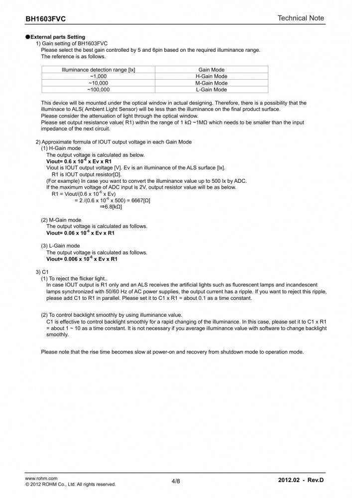 BH1603FVC datasheet page 4