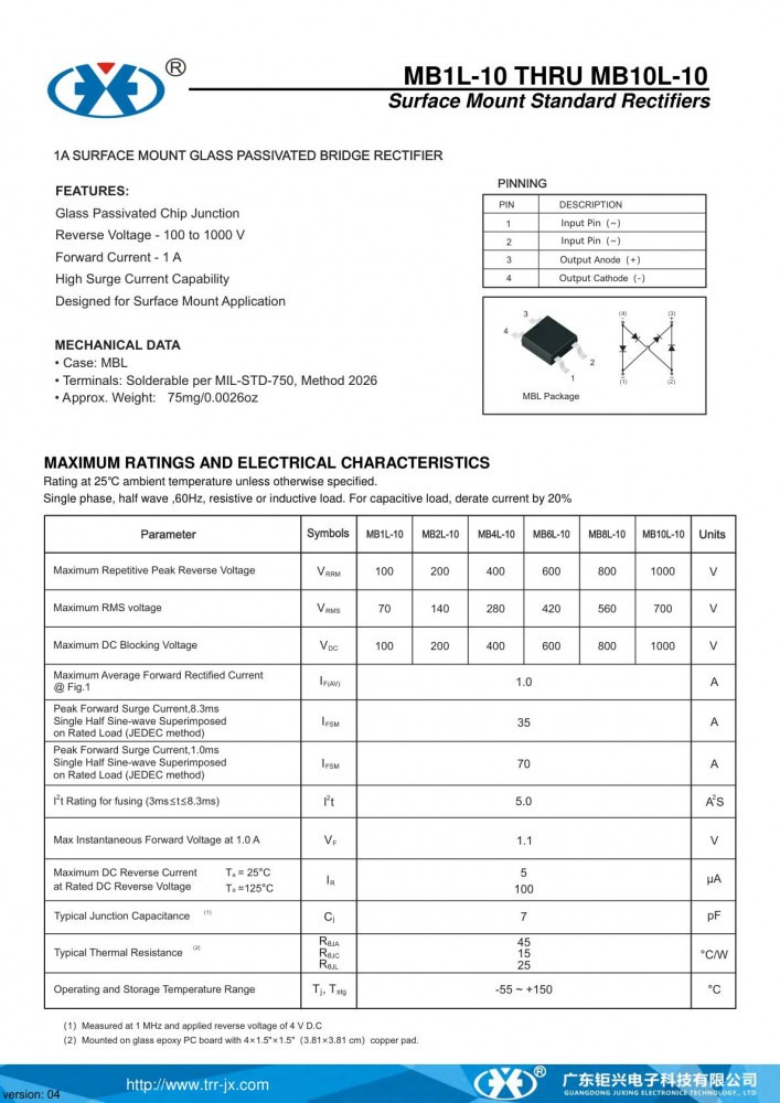 JUXING MB10L-10 datasheet page 1