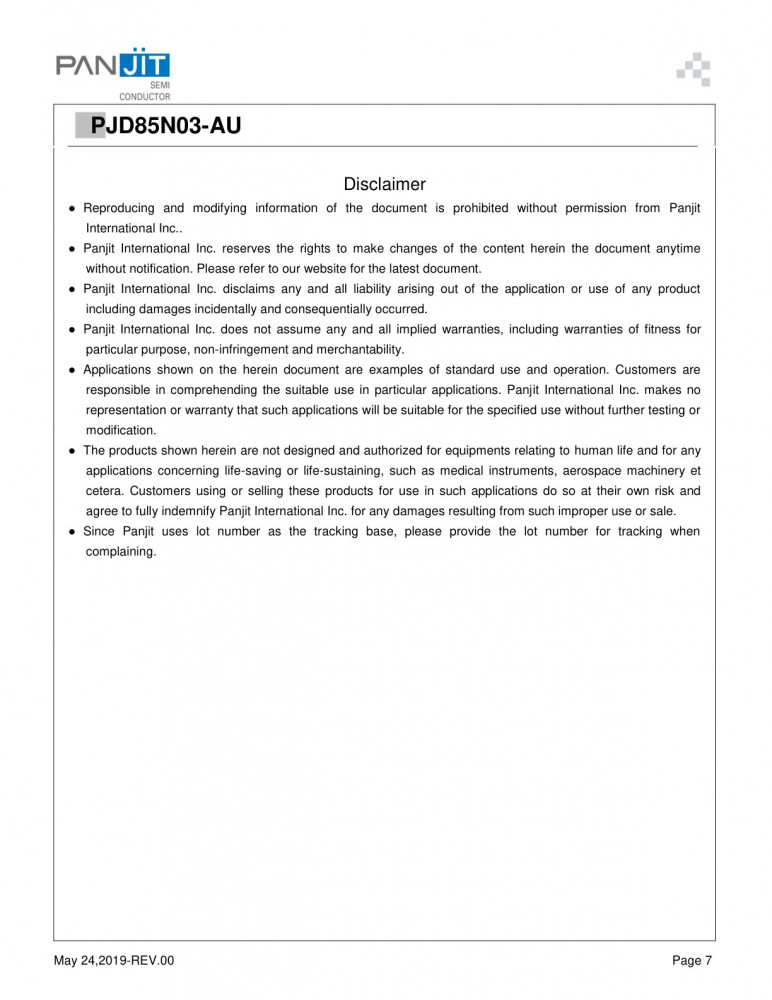 PJD85N03-AU datasheet page 7