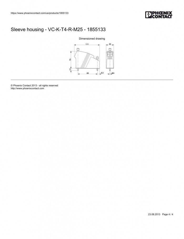 Phoenix Contact 1855133 dimensioned drawing
