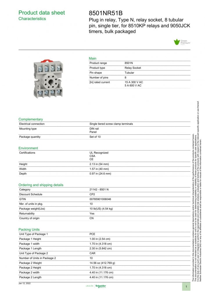 8501NR51B technical document page 1