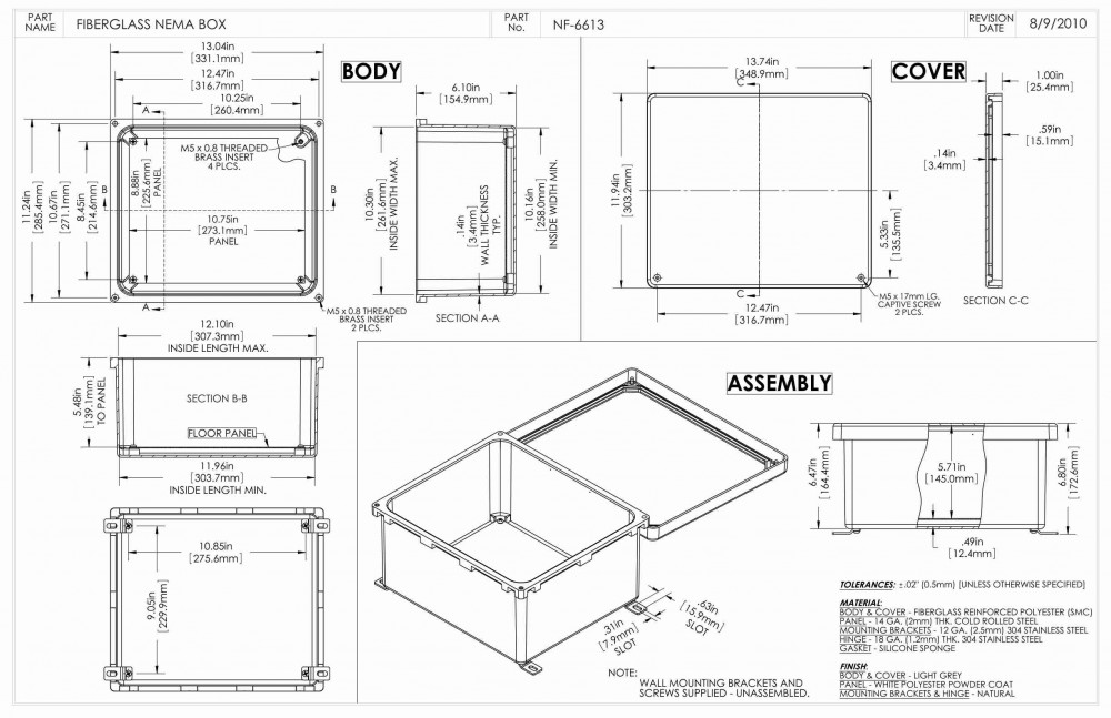 Bud Industries NF-6613 product drawing page