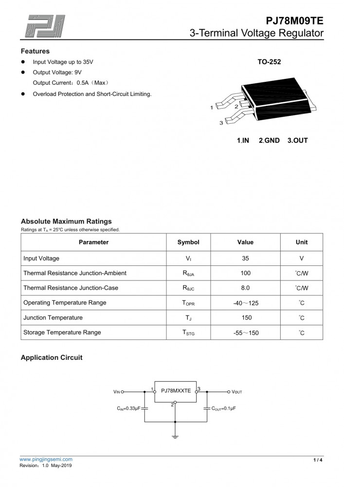 PJ78M09TE datasheet page 1